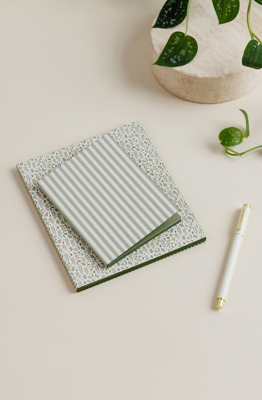 Petite Notebook - Sage Stripe | biancalorenne.co.nz