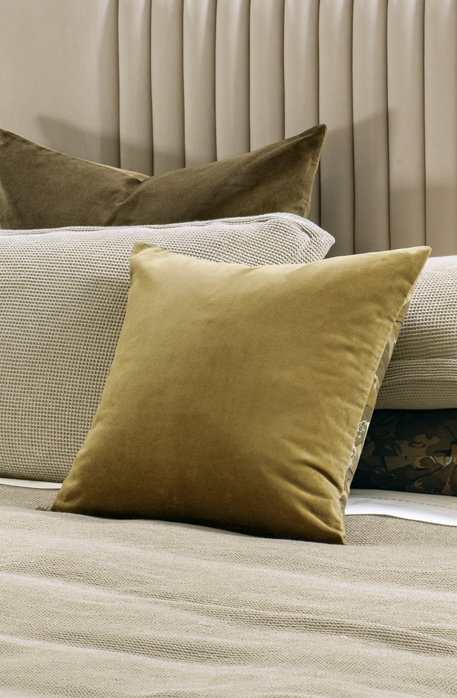 Waterlily Olive Cushion | biancalorenne.co.nz