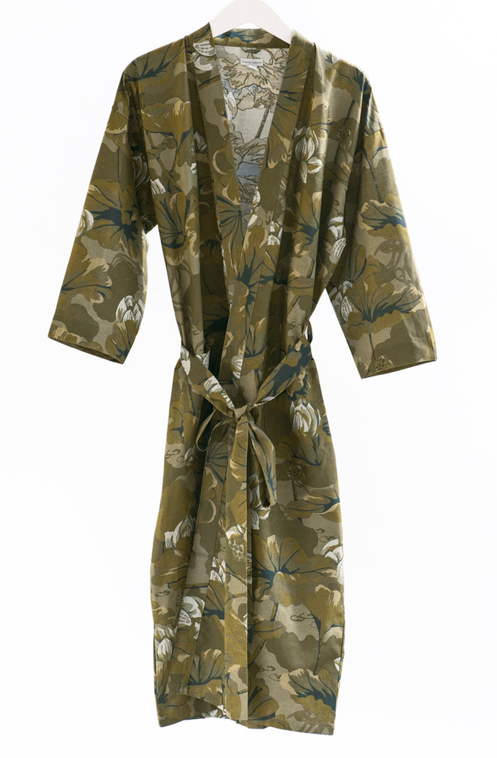 Waterlily Olive Housecoat | biancalorenne.co.nz