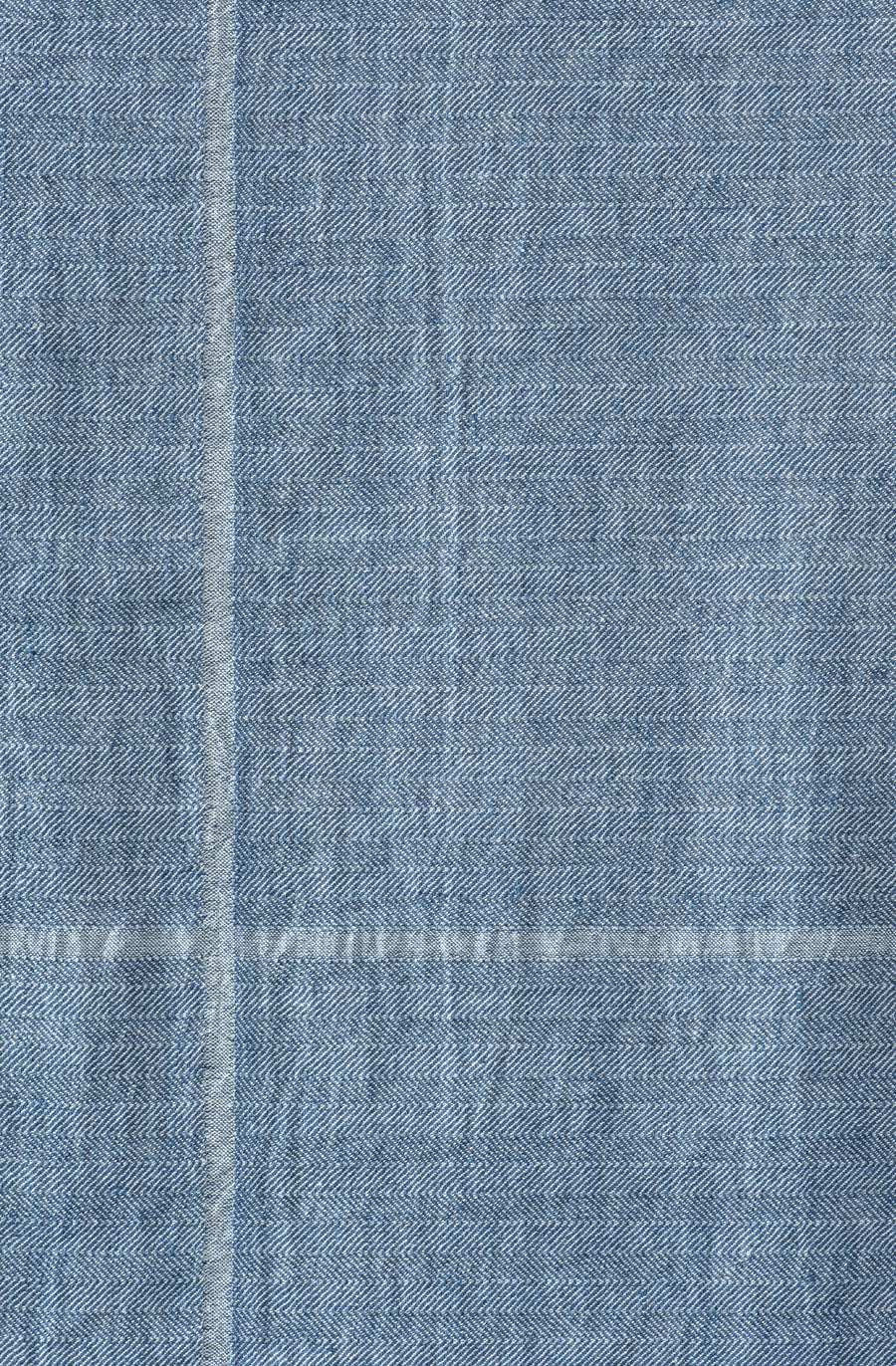 Herringbone Denim Blue Check Linen | biancalorenne.co.nz